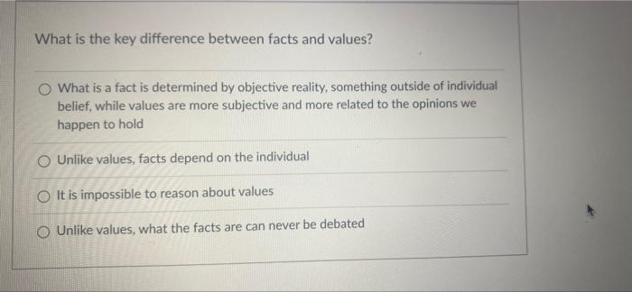 What is the key difference between facts and values? | Chegg.com