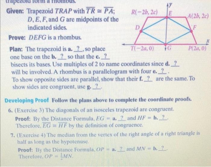 Solved hombu Given: Trapezoid TRAP with TR = PA; R(-2b, 2c) | Chegg.com