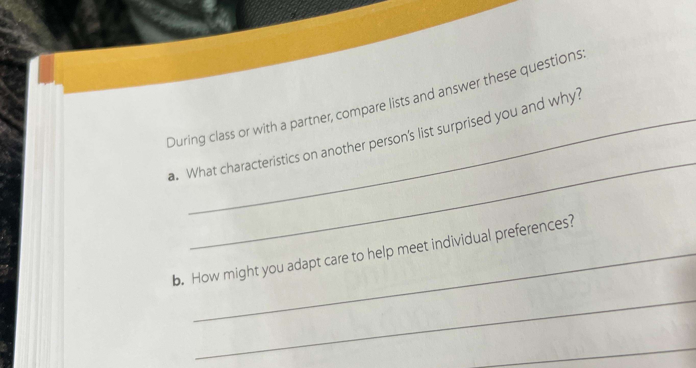 Solved During class or with a partner, compare lists and | Chegg.com