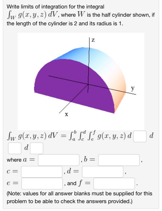 Solved Write limits of integration for the integral | Chegg.com