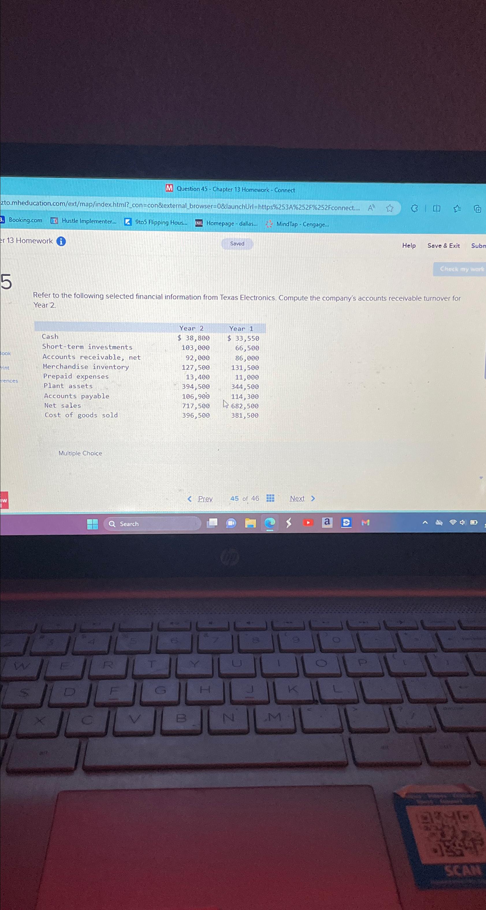 Solved Question 45 - ﻿Chapter 13 ﻿Homework - | Chegg.com