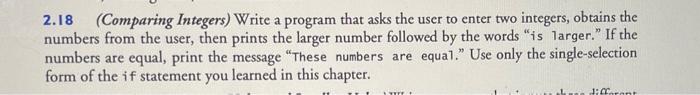 Solved 2.18 (Comparing Integers) Write a program that asks | Chegg.com