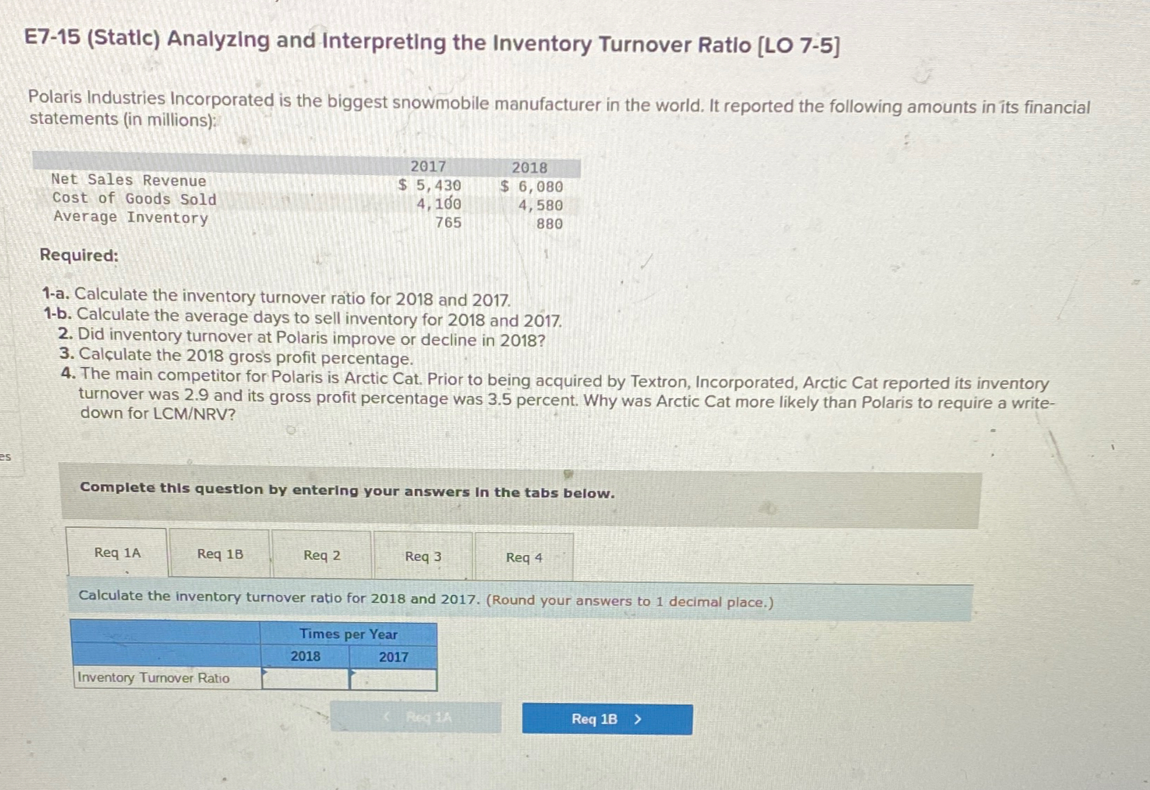 Solved E7-15 (Static) ﻿Analyzing and Interpreting the | Chegg.com
