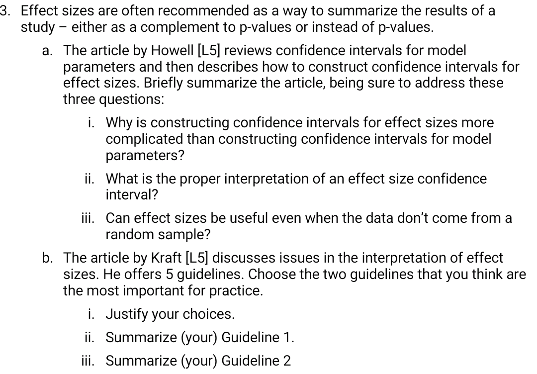 Solved Effect sizes are often recommended as a way to | Chegg.com