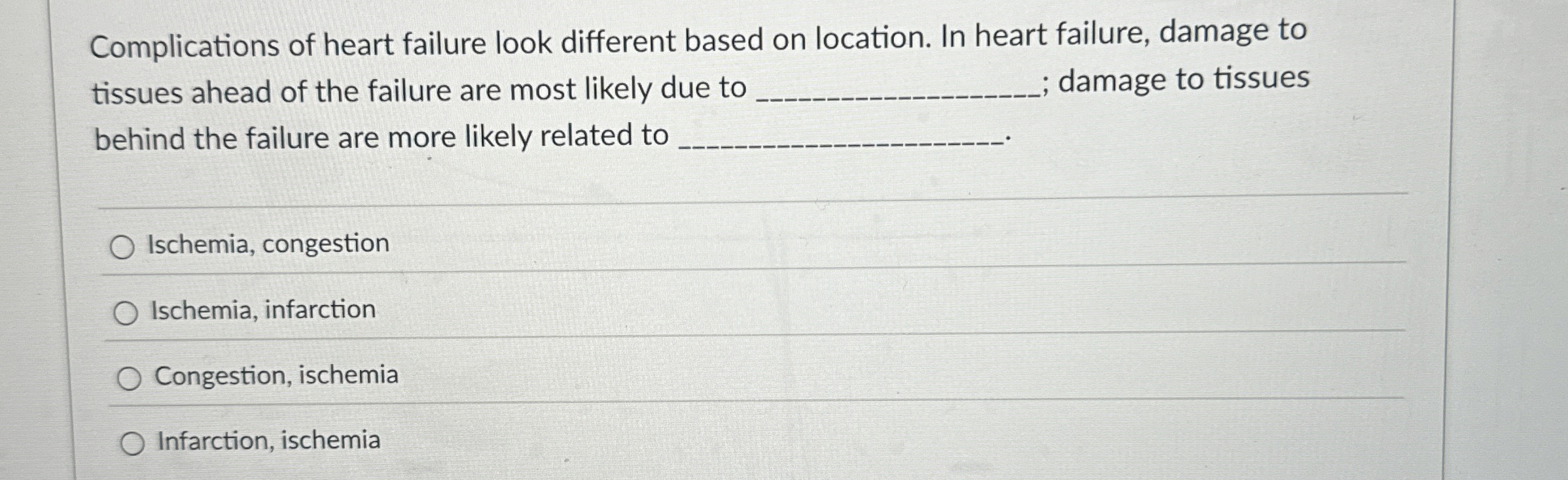 Solved Complications of heart failure look different based | Chegg.com