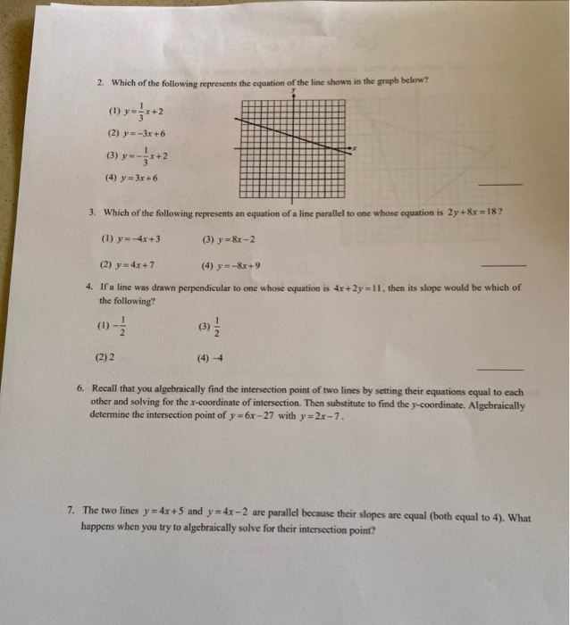 Solved 2. Which of the following represents the equation of | Chegg.com