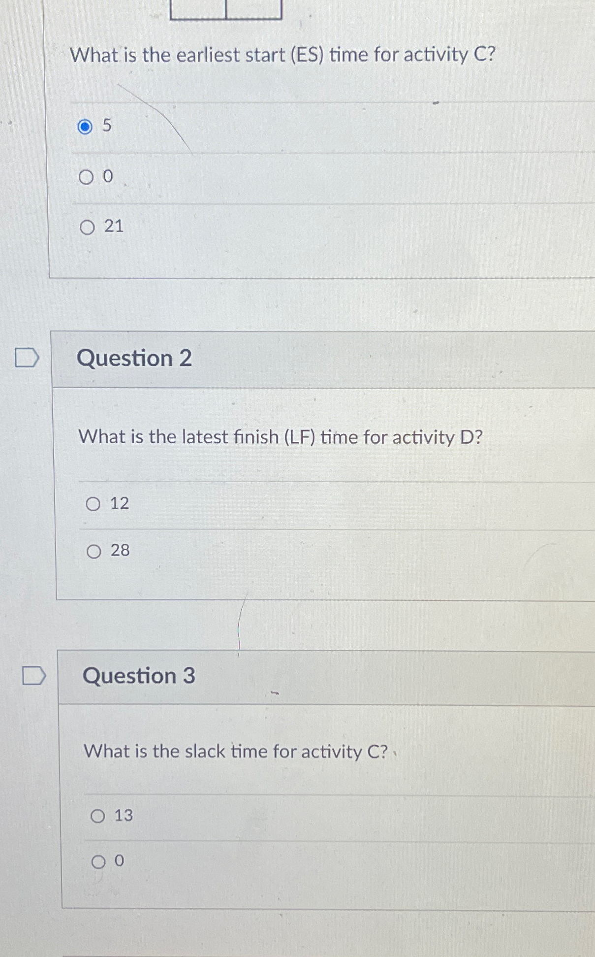 Solved What is the earliest start (ES) ﻿time for activity | Chegg.com