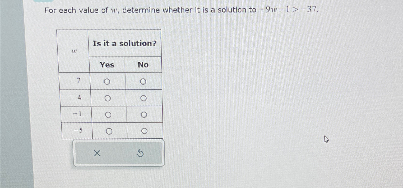 Solved For each value of w, ﻿determine whether it is a | Chegg.com
