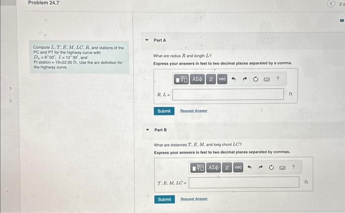 Solved Compute L,T,E,M,LC,R, and stations of the PC and PT | Chegg.com