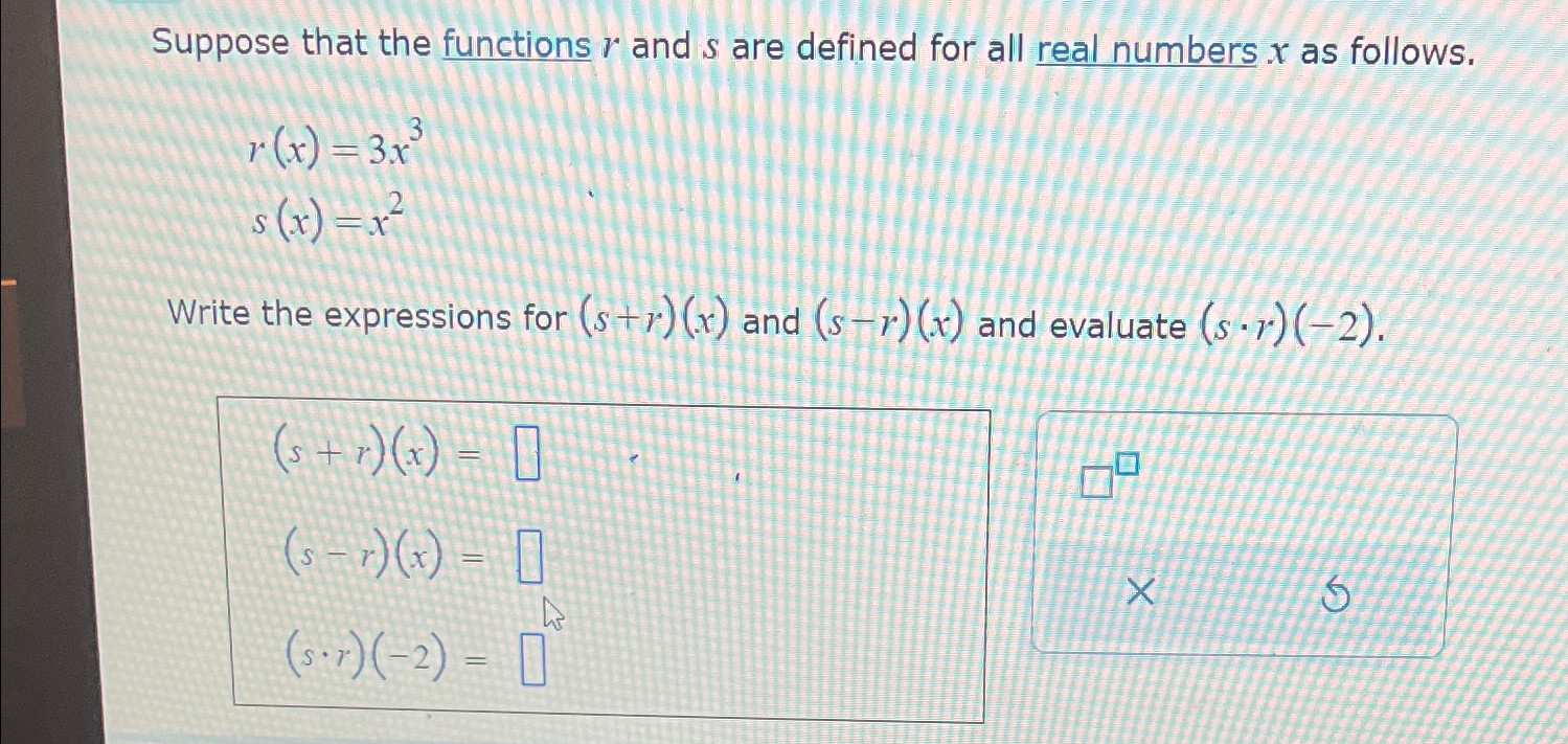 Solved Suppose that the functions r ﻿and s ﻿are defined for | Chegg.com