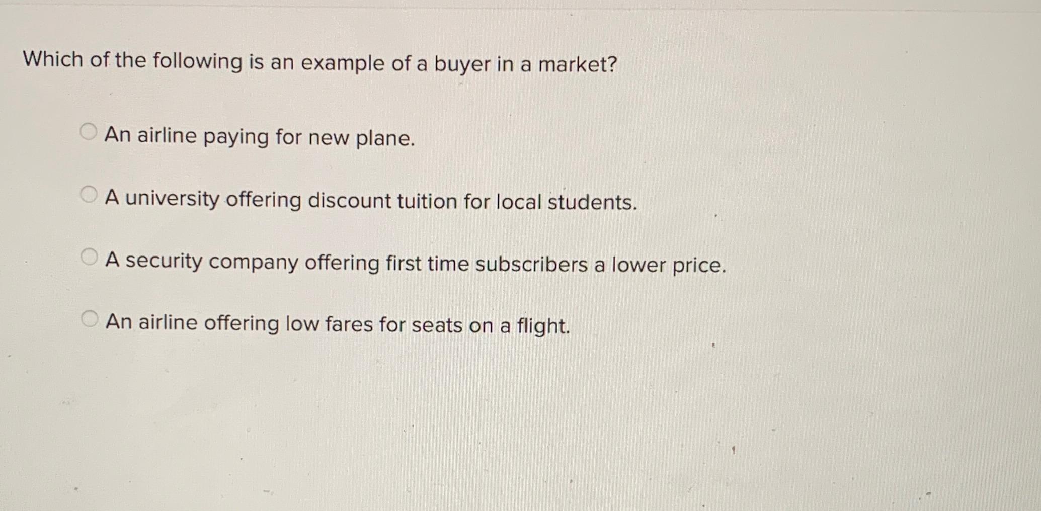 Solved Which of the following is an example of a buyer in a | Chegg.com