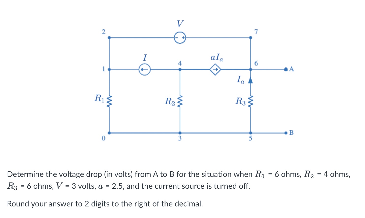 Solved Determine the voltage drop (in volts) ﻿from A to B | Chegg.com