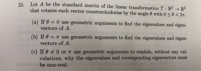 Solved 93. Let A be the standard matrix of the linear | Chegg.com