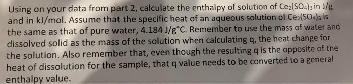 Solved we Part Two temperature changes after dissolving 20 | Chegg.com