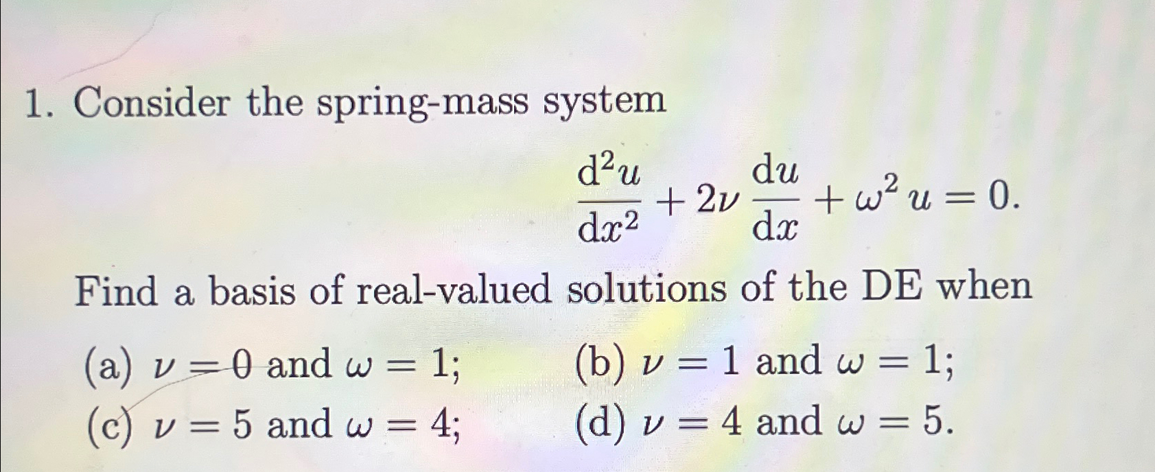 Solved Consider the spring-mass | Chegg.com
