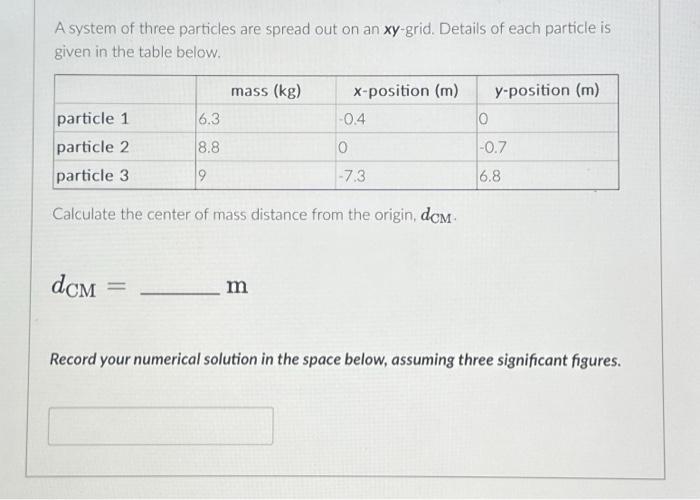 Solved A system of three particles are spread out on an | Chegg.com