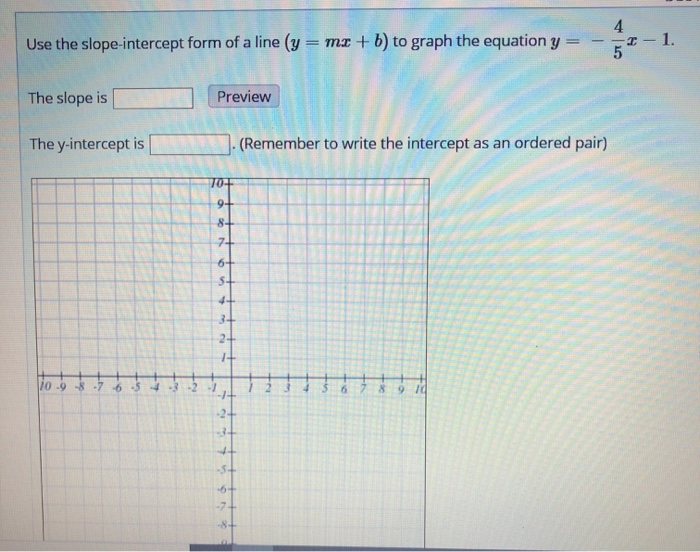 Solved 4.-1. Use the slope-intercept form of a line (y = mx | Chegg.com
