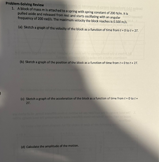 Solved Problem-Solving ReviewA block of mass m ﻿is attached | Chegg.com