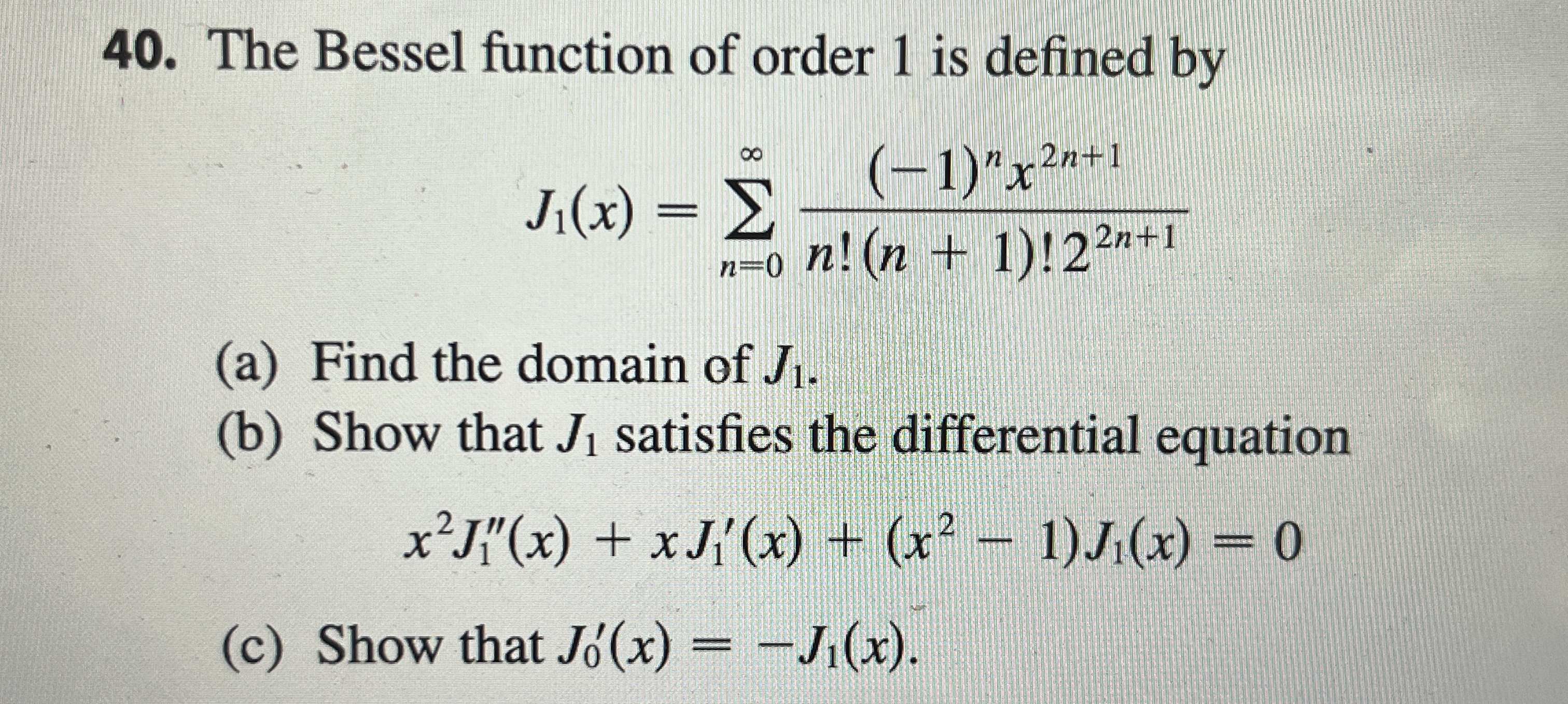Solved The Bessel function of order 1 ﻿is defined | Chegg.com