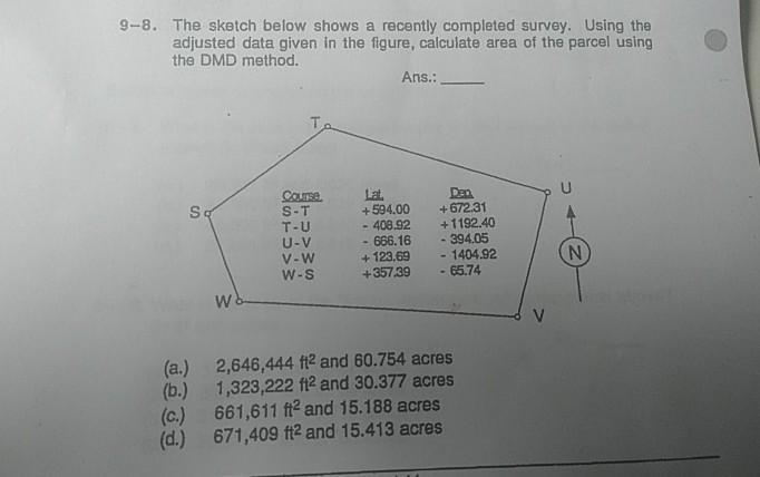 Solved The area of the lot shown in the sketch below | Chegg.com