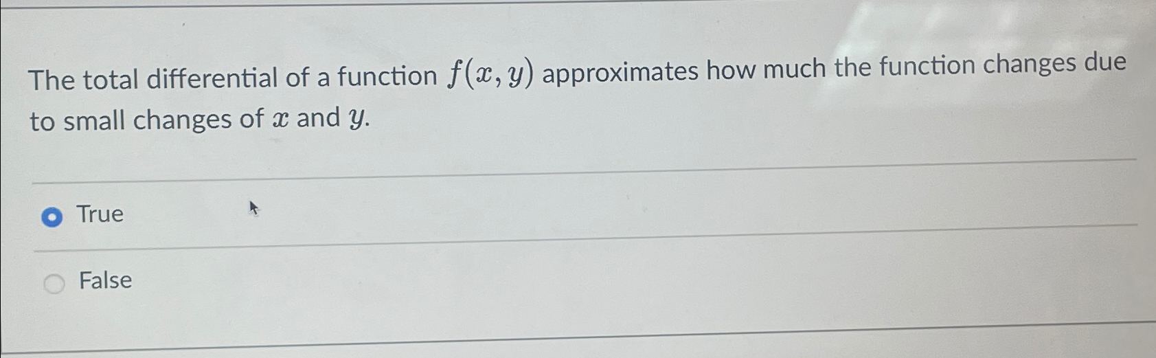 Solved The total differential of a function f(x,y) | Chegg.com