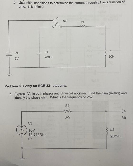 Solved b. Use initial conditions to determine the current | Chegg.com
