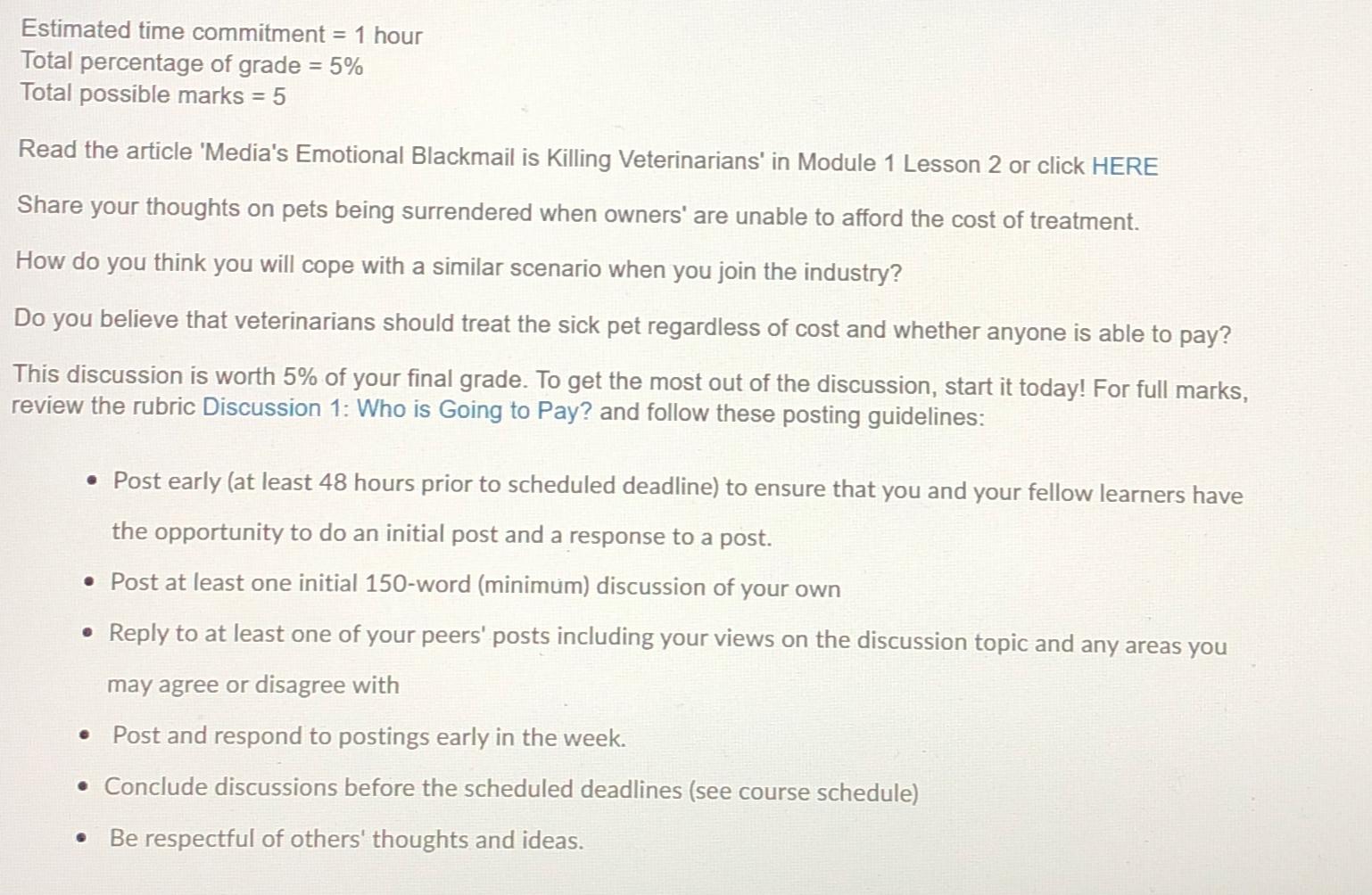 Solved Estimated time commitment =1 ﻿hourTotal percentage of | Chegg.com