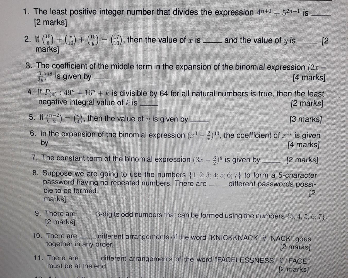 Solved 1. The least positive integer number that divides the | Chegg.com