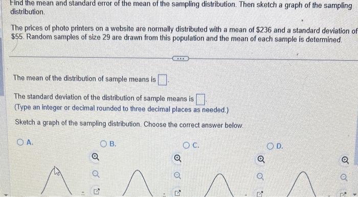 Solved Find the mean and standard error of the mean of the | Chegg.com