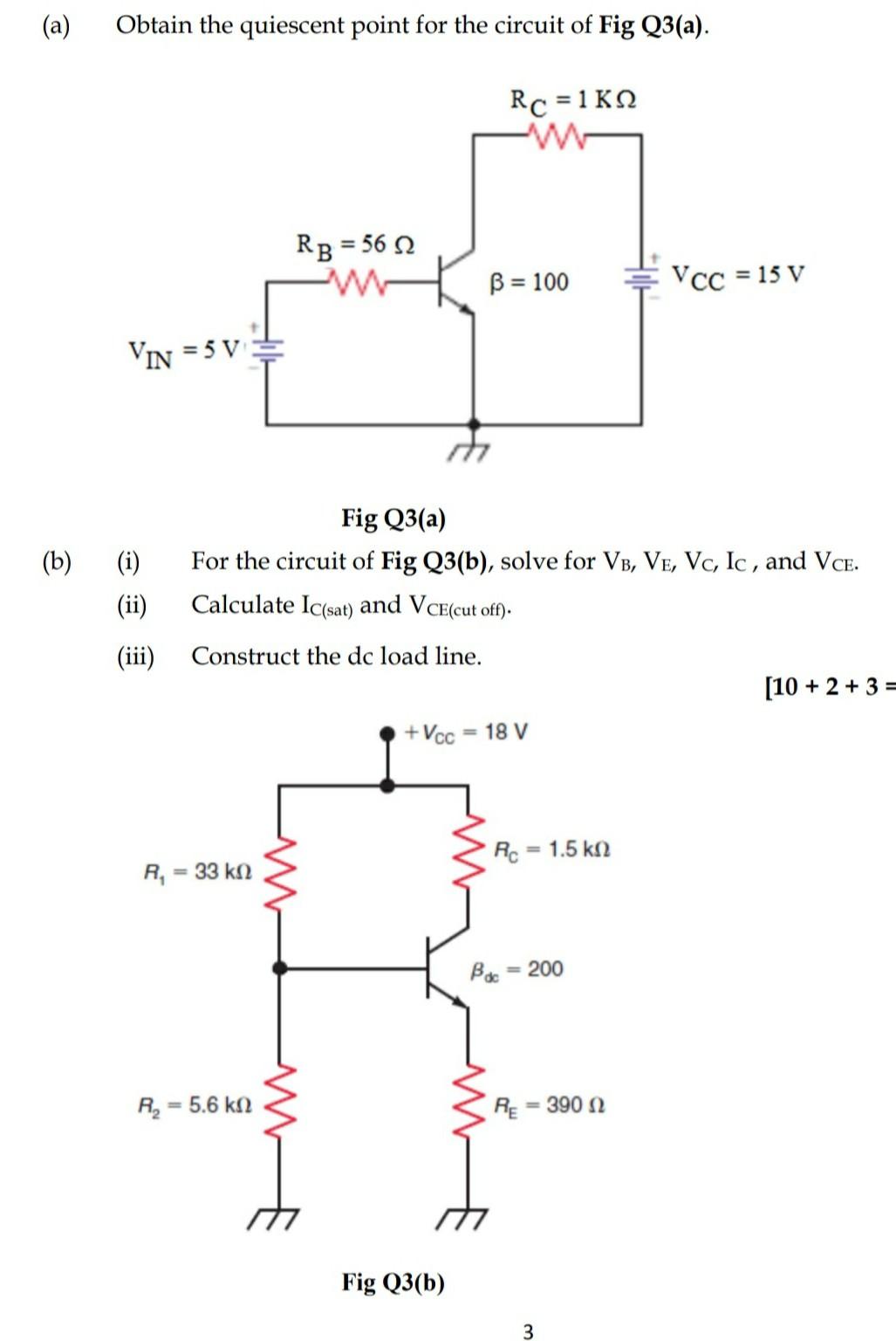 (a) Obtain the quiescent point for the circuit of Fig | Chegg.com