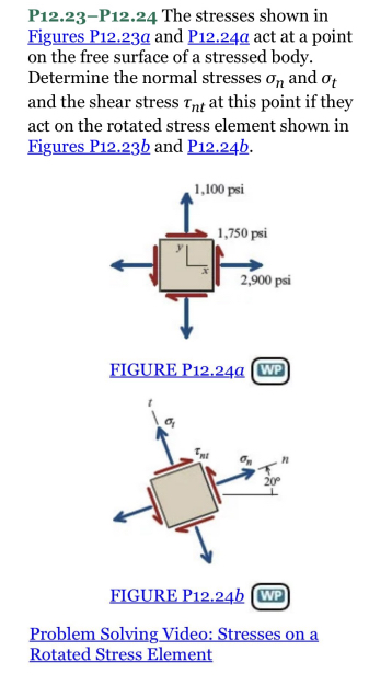 P12.23-P12.24 ﻿The stresses shown in Figures P12.23a | Chegg.com