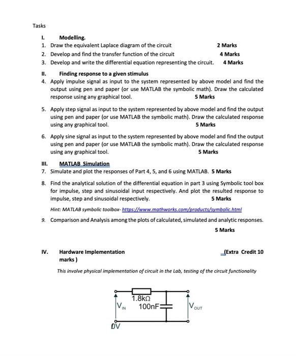 Solved Tasks I. Modelling. 1. Draw the equivalent Laplace | Chegg.com