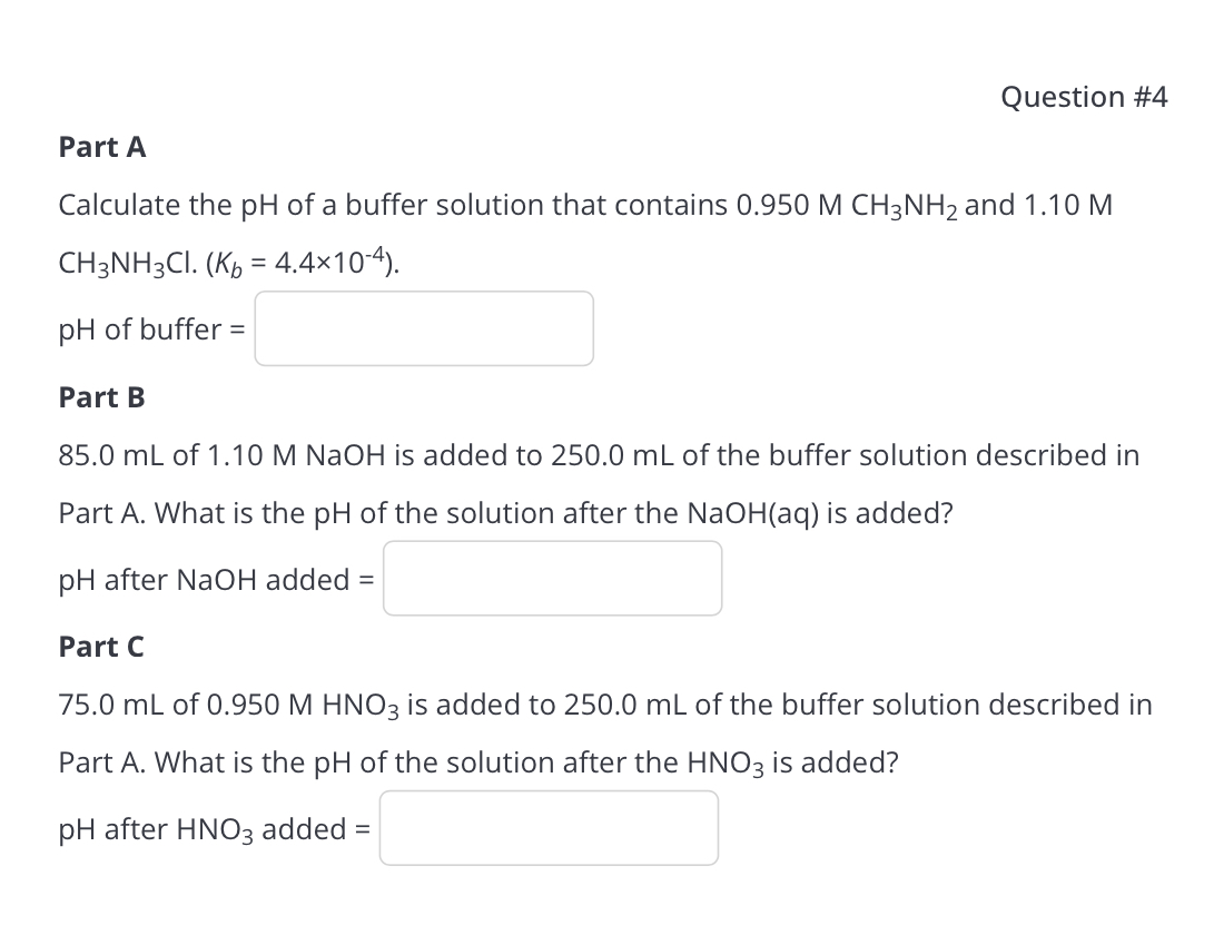 Solved Part ACalculate the pH ﻿of a buffer solution that | Chegg.com