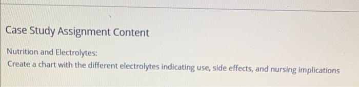 Solved Case Study Assignment Content Nutrition and | Chegg.com