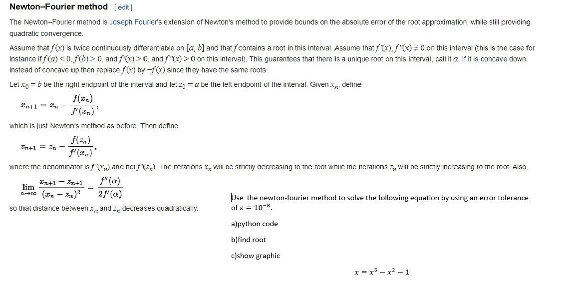 Solved The Newton-Fourier methad is Joseph Fourier's | Chegg.com