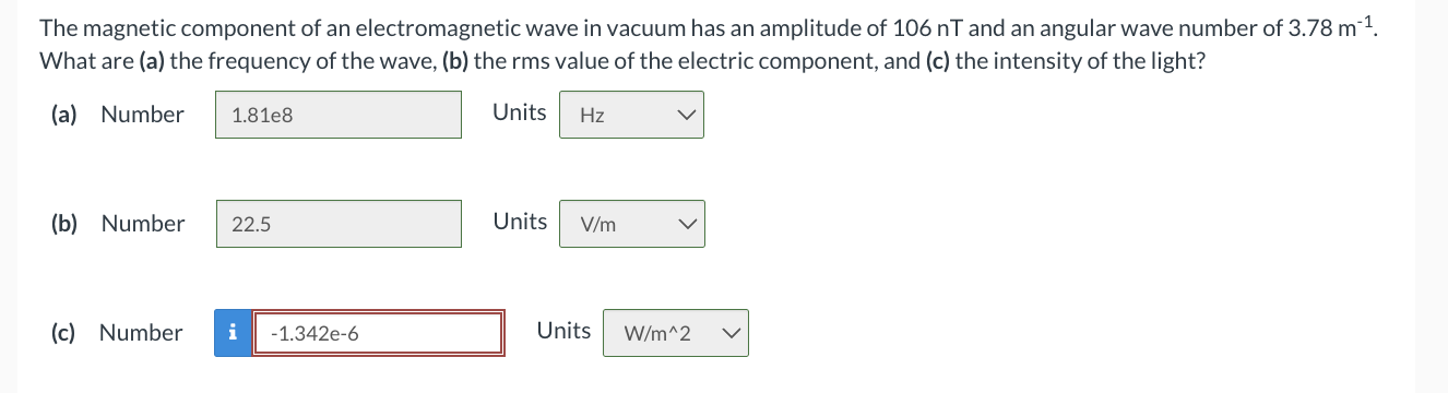 Solved The magnetic component of an electromagnetic wave in | Chegg.com