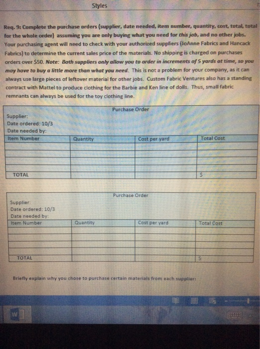 Font P aragraph Req. 4 The production engineers | Chegg.com