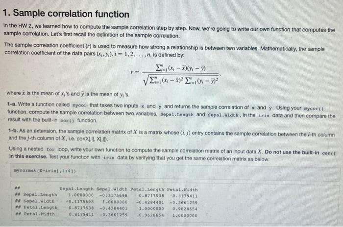 Solved 1. Sample correlation function In the HW 2, we | Chegg.com