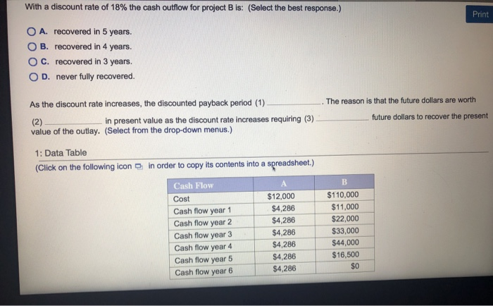Solved 2. Discounted payback period. Given the following two | Chegg.com