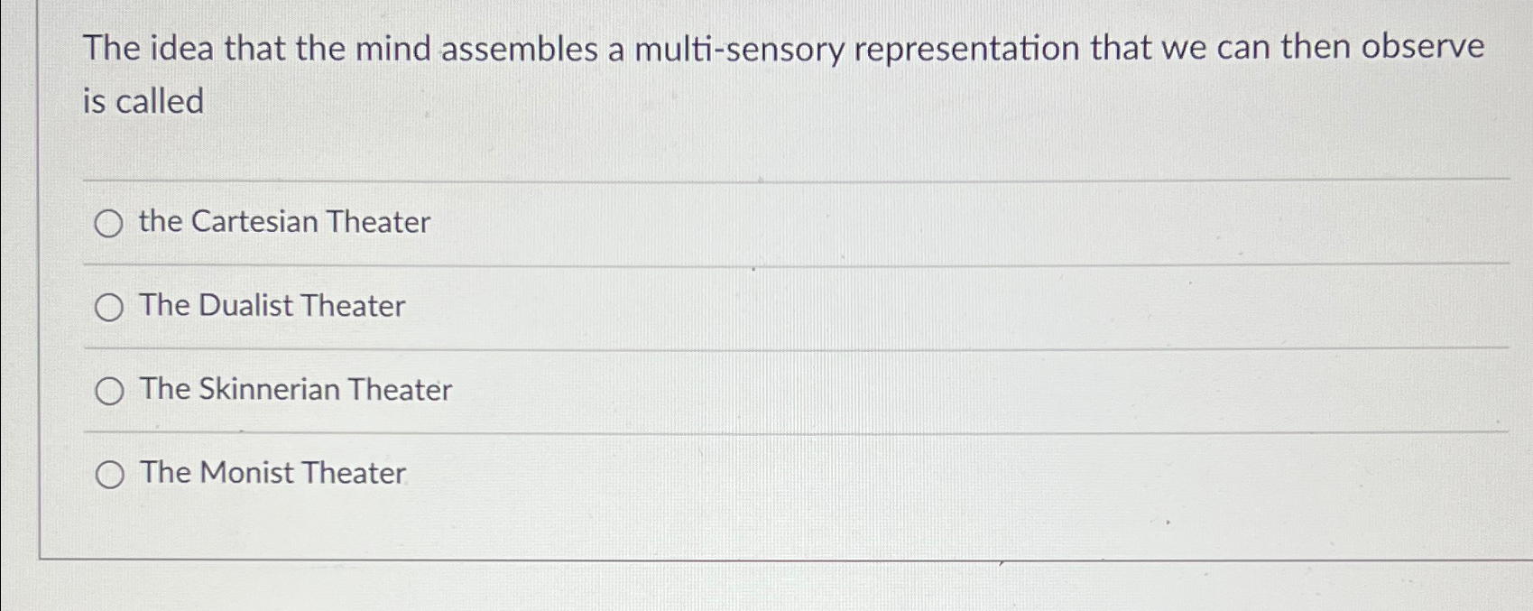 Solved The idea that the mind assembles a multi-sensory | Chegg.com