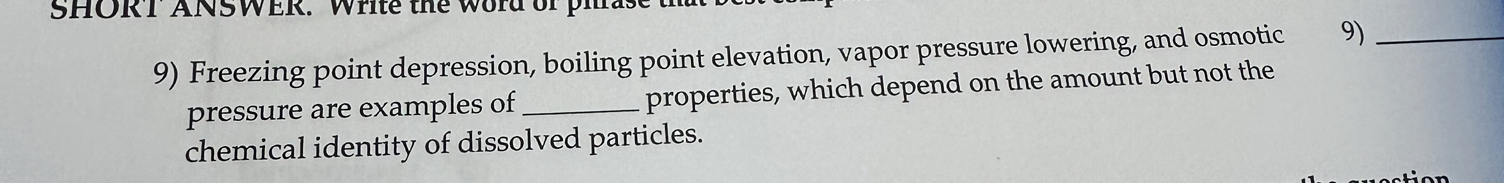 Solved Freezing point depression, boiling point elevation, | Chegg.com