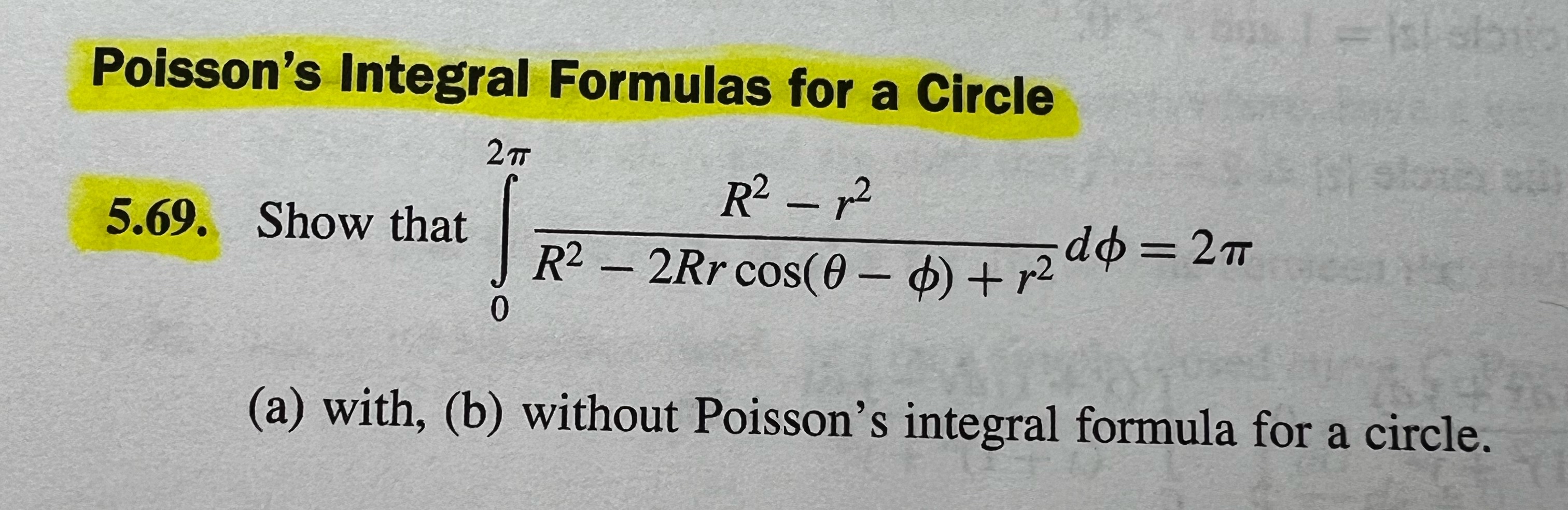 Solved Poisson's Integral Formulas for a Circle5.69. ﻿Show | Chegg.com