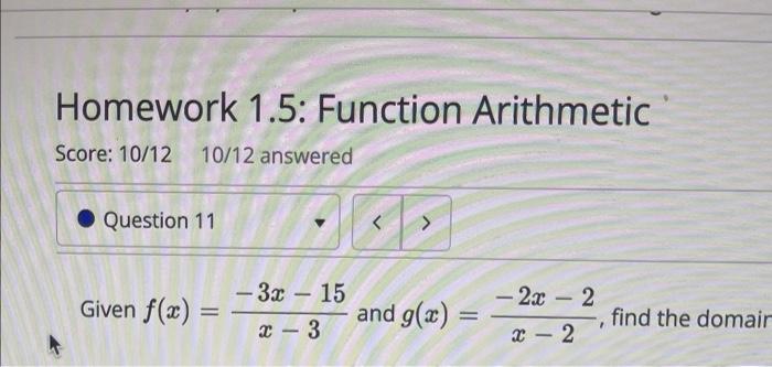 Homework 1.5: Function Arithmetic Score: 10/1210/12 | Chegg.com