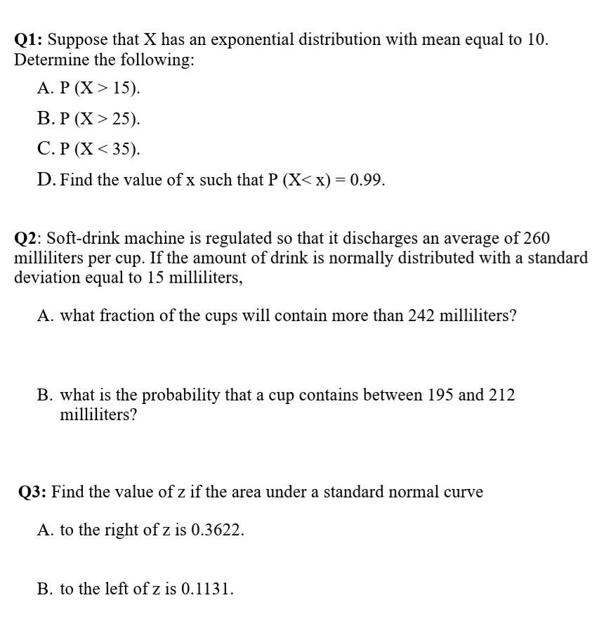 Solved Q1: Suppose that X has an exponential distribution | Chegg.com