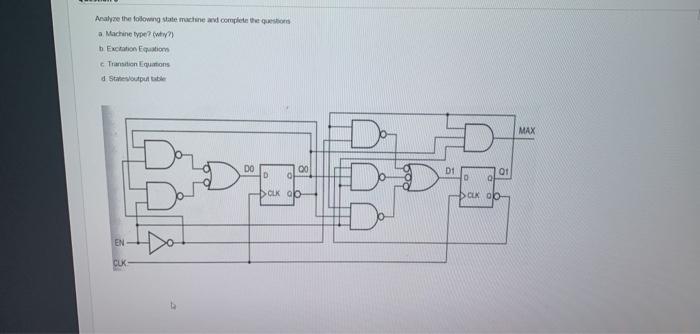 Solved Analyze the following state machine and complete the | Chegg.com