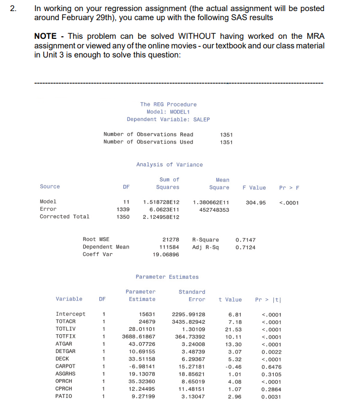 Solved Answer the following questions relating to this SAS | Chegg.com