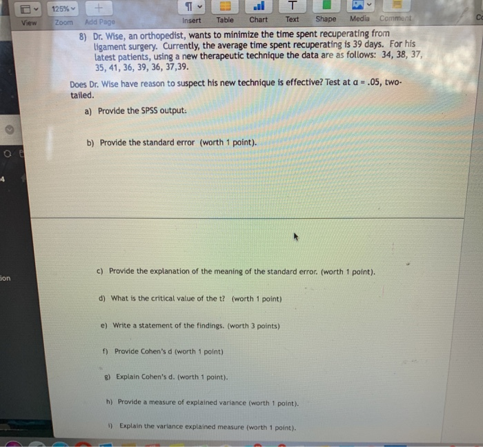 Solved View 125% + Zoom Add Page Insert Table Chart Text | Chegg.com