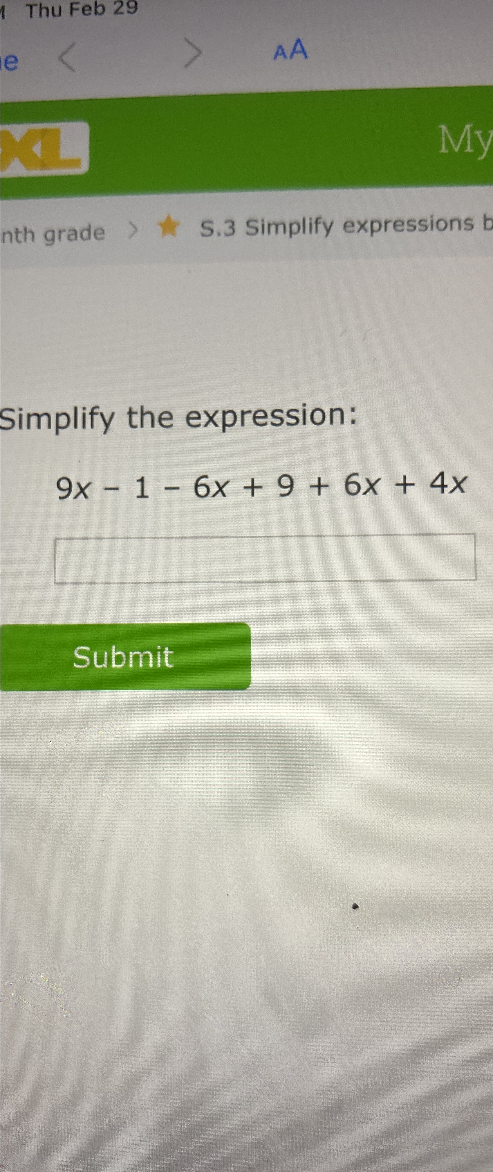 Solved Thu Feb 29nth gradeS. 3 ﻿Simplify expressionsSimplify | Chegg.com