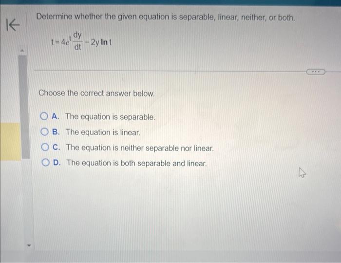 Solved Determine whether the given equation is separable, | Chegg.com