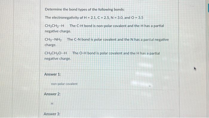 Solved Determine the bond types of the following bonds: The | Chegg.com